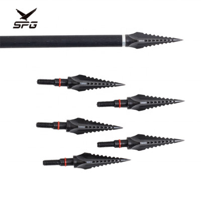6 x Carbon Steel, Broadheads, Archery, Serrated Arrowheads.125gr. UK ...