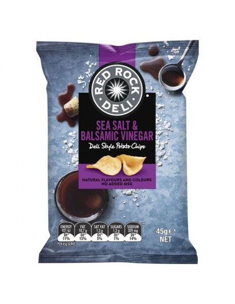 Red Rock Deli Sea Salt and Balsamic Vinegar Potato Chips - 45g (Pack of ...