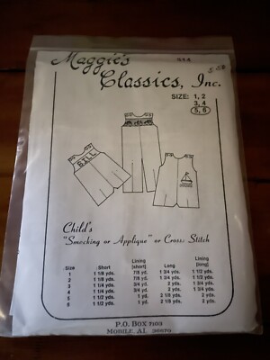 Maggie's Classics Johnny #314 Shorttails Longtails Romper Pattern Size ...
