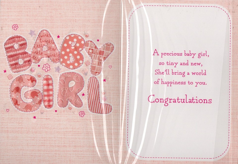 New Baby Girl Card Choice Of Designs For Birth Of Baby Daughter 7"x5 ...