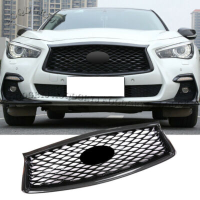For Infiniti Q50 2018-2021 Carbon Look Front Grilles Grill Trim Replace ...