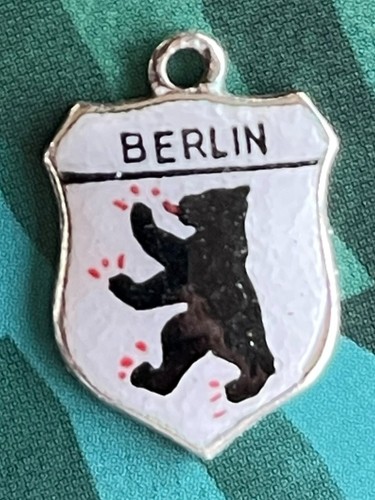 VINTAGE 825 Silver ENAMEL Berlin GERMANY TRAVEL SHIELD CHARM Souvenir ...