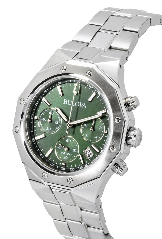 Bulova Octagon Prestige Chronograph Green Dial Quartz 100M Men's Watch ...