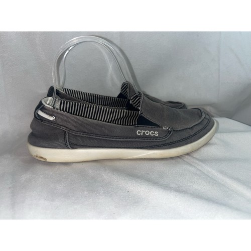 Crocs Canvas Flats Women's Size 9 Gray Casual Loafer Slip On Shoe | eBay