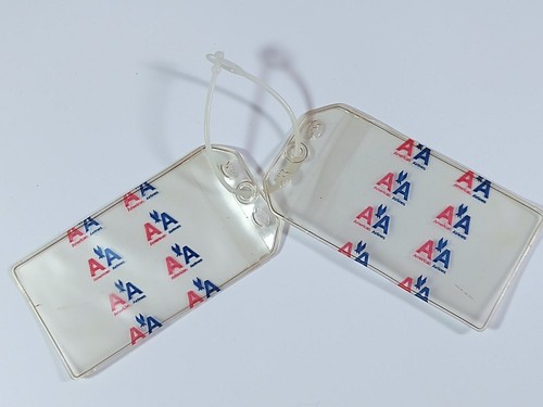 Vintage American Airlines AA Luggage Tags Clear ID Name Suitcase Tag ...