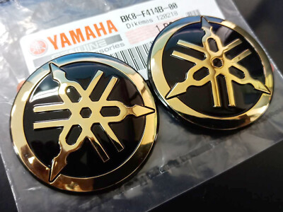 FIT FOR YAMAHA GENUINE GOLD STICKER LOGO TUNING FORK DECAL EMBLEM 50 mm ...
