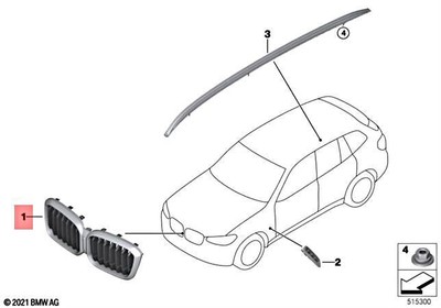 Genuine BMW X3 M X4 G01 G02 X3 M40dX Front Ornamental Grille Black ...