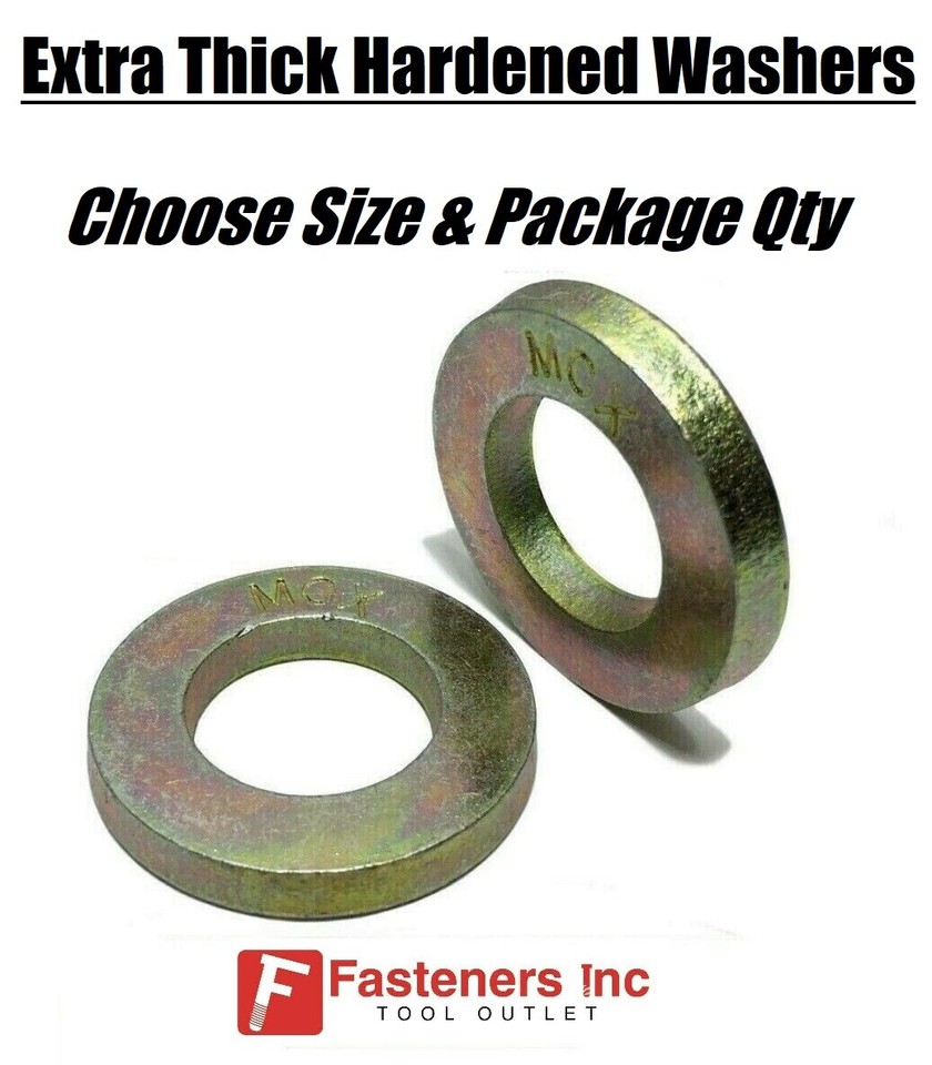 (Choose Size) Extra Thick Flat Washers SAE Grade 8 Hardened Washers Mil ...