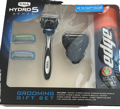 ⭐️Hydro 5 Sense Razor Gift Box NEW Schick Hydro Edge Shaving Cream ...