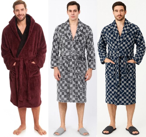 Mens EX STORE Dressing Gown Snuggly Luxury Thermal Fluffy Soft Cozy ...