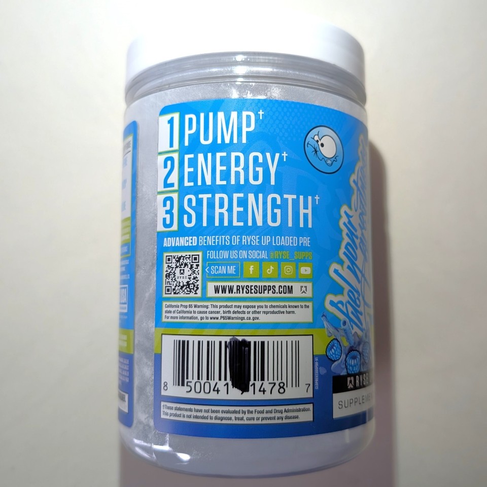 RYSE Loaded Pre Workout Powder Sour Punch Blue Raz 30 Servings Exp 11/ ...