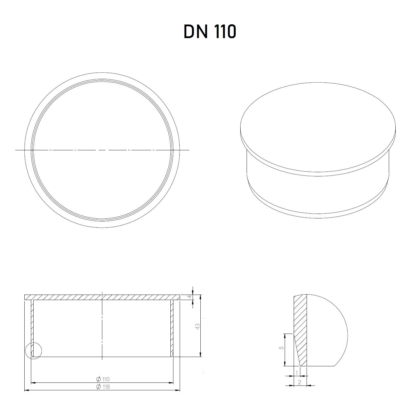 KG Muffenstopfen DN 110, 160, 200, 250, 315 Endkappe Deckel Rohr Endstopfen | eBay