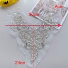 Pearl Beaded Applique Mesh Fabric Trim Patch Craft DIY Sewing Wedding ...