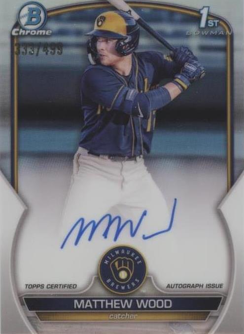 2023 Bowman - Chrome Prospect Autographs Matthew Wood #CPA-MW Refractor ...