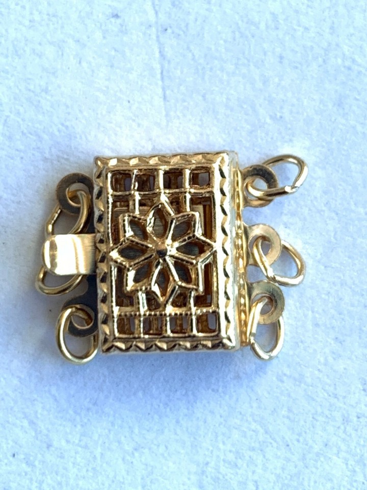 14kt. Gold Fill 3-Strand Fancy Filigree Clasps w/Ring - 10x8mm - Marked ...
