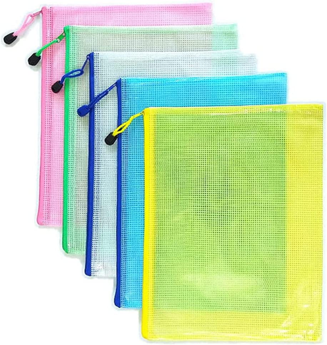 5Pcs A5 Zip File Bags,Waterproof Multicolor Zip File Folders School ...