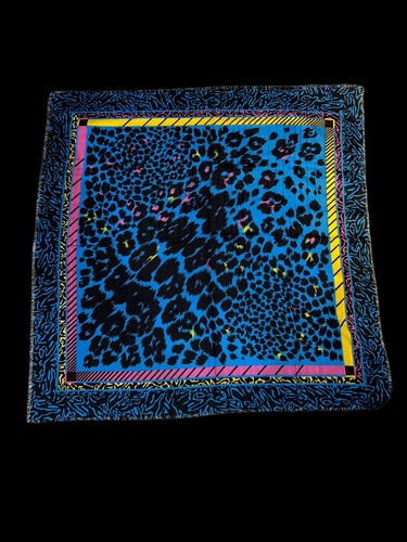 Blue, Pink, & Yellow Geometric Leopard Animal Print Scarf Wrap Made in ...