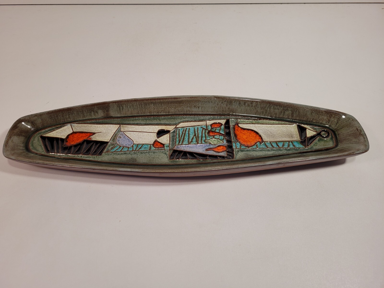 Harris G Strong MCM Art Pottery Long Tray 17 1/4" Signed See Desc. | eBay
