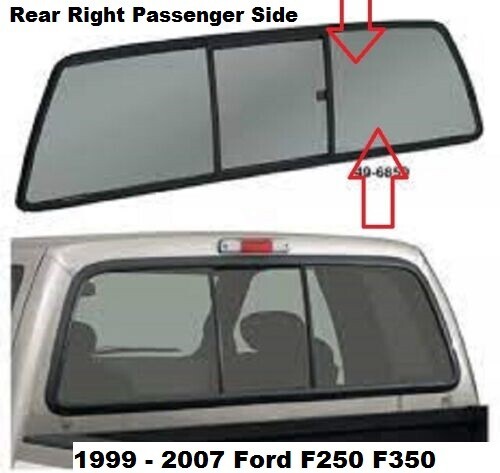 99 to 07 Ford F250 F350 Super Duty Right RH FIXED ONLY Back Glass ...