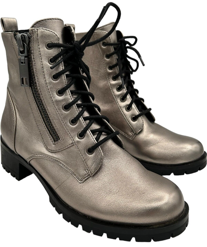 Dolce Vita Palmer Women's Metallic Pewter Leather Combat Booties size 6 ...