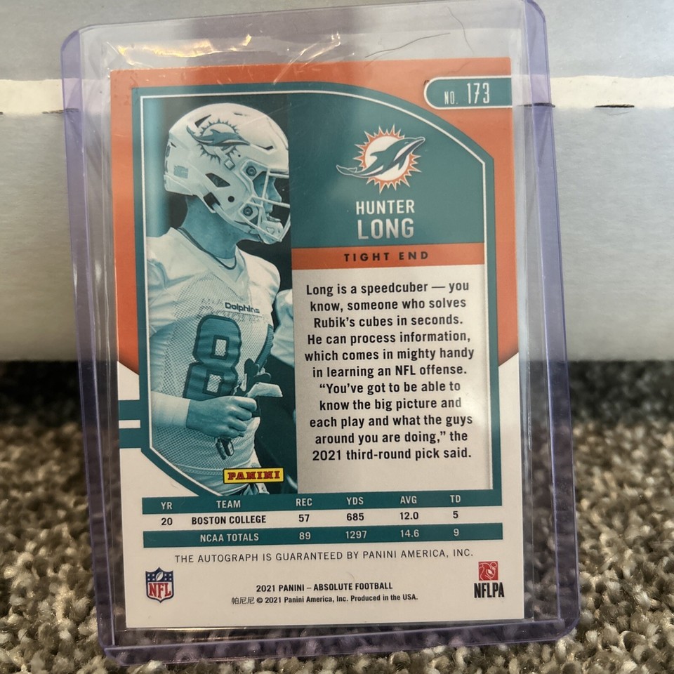 2021 Panini Absolute #173 Hunter Long Signature Rookies Autograph Miami ...