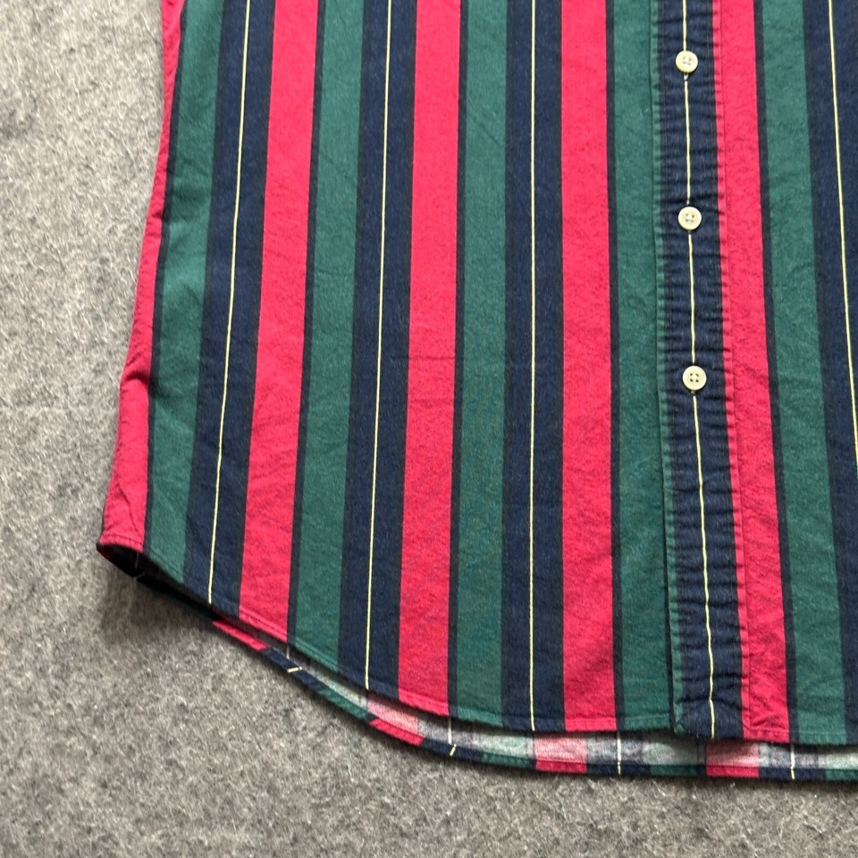 Ralph Lauren Oxford Shirt Men M Red Green Navy Blue Vertical Striped ...