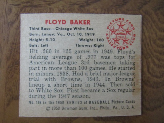 1950 Bowman - #146 Floyd Baker for sale online | eBay