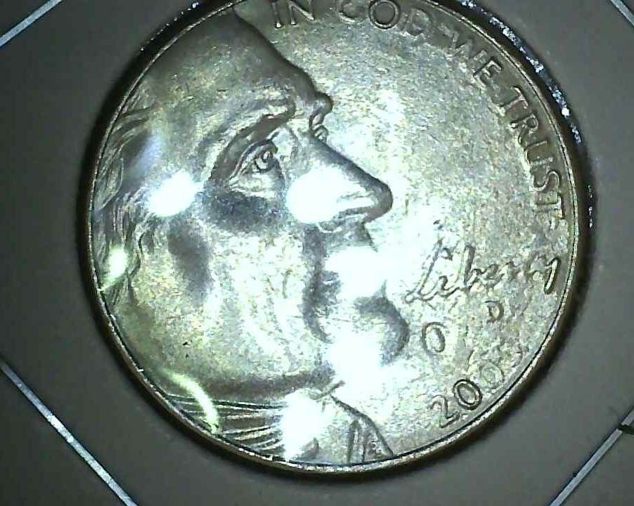 2005 Nickel Struck Thru Dropped Letter/Number Error "0" Extremely Rare ...