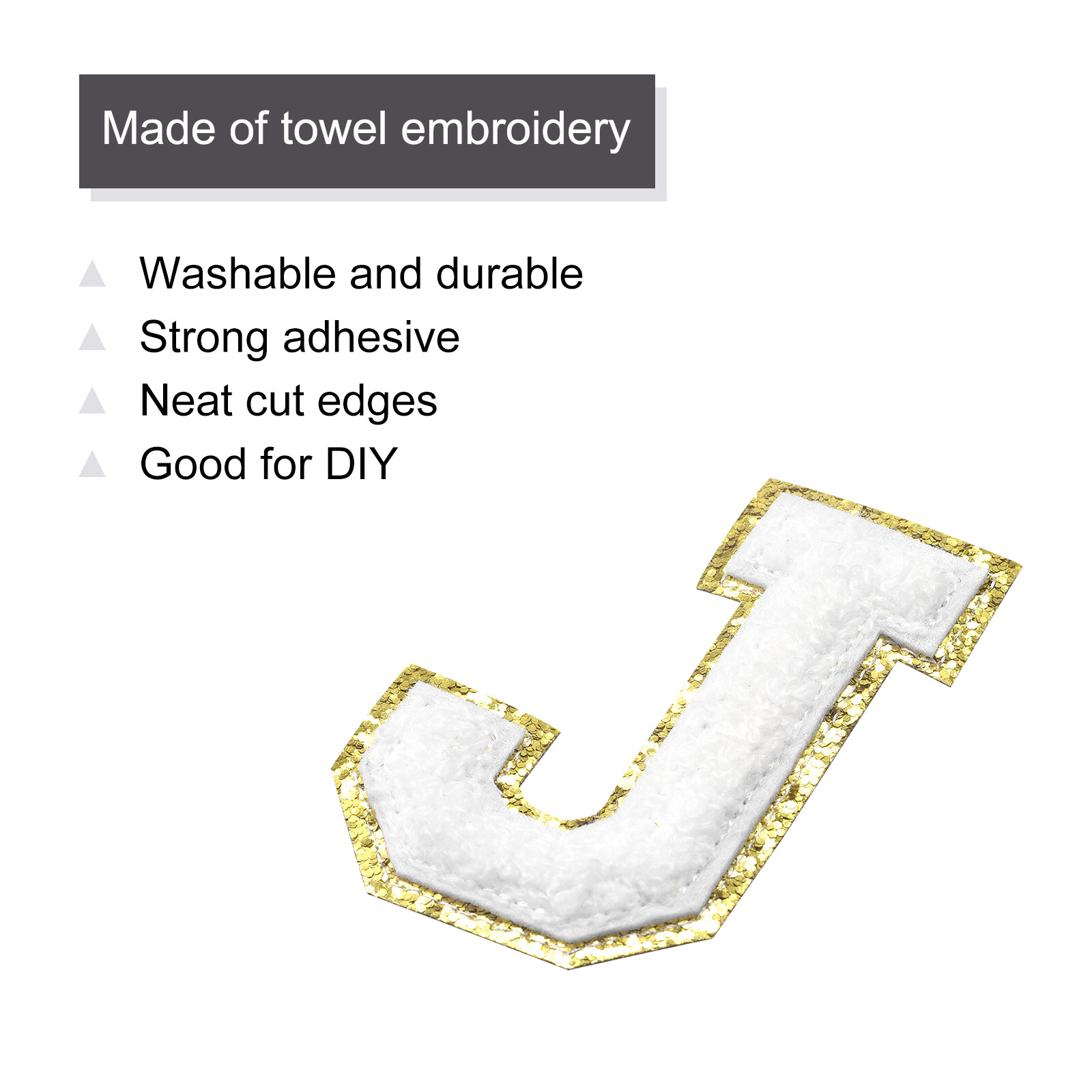3Pcs Chenille Letters J Patches Large Size 80mm/3.15 Inch Golden ...