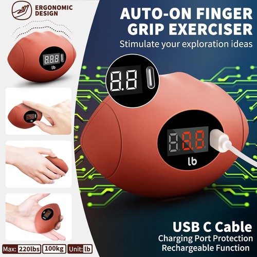 Hand Grip Strengthener, Rechargeable Digital Strength Trainer up Brown ...