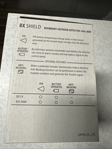 Optex BX Shield Boundary Outdoor Detector 24m/80ft BXS-RAM (W) | eBay