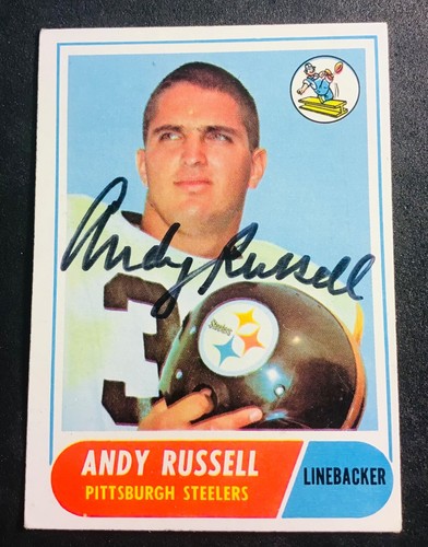 Pittsburgh Steelers ANDY RUSSELL autograph signed auto 1968 TOPPS RC ...