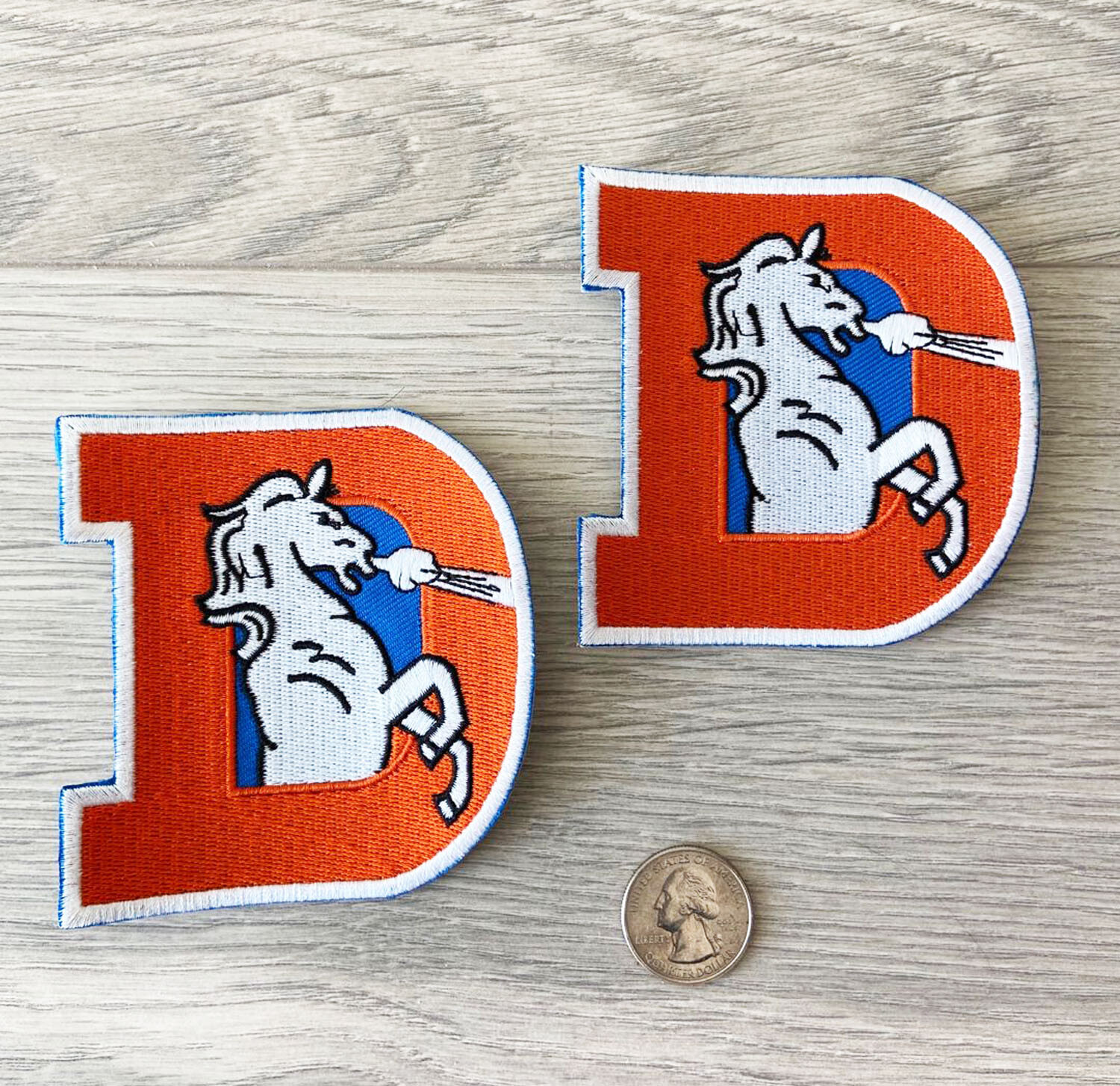 LOTS 2pcs Denver Broncos D Iron On Embroidered Badge Patch Applique 3.5 ...