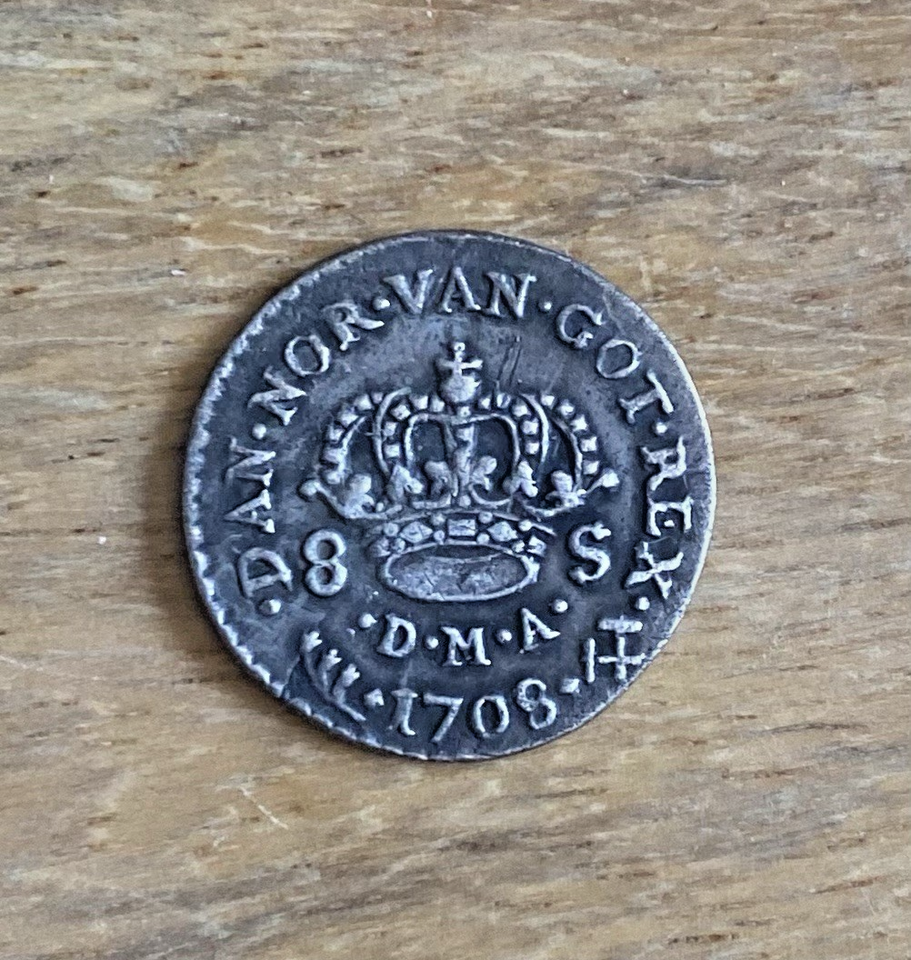 Denmark Frederick IV 4th 8 Skilling 1708 silver Coin Rare High Grade ...