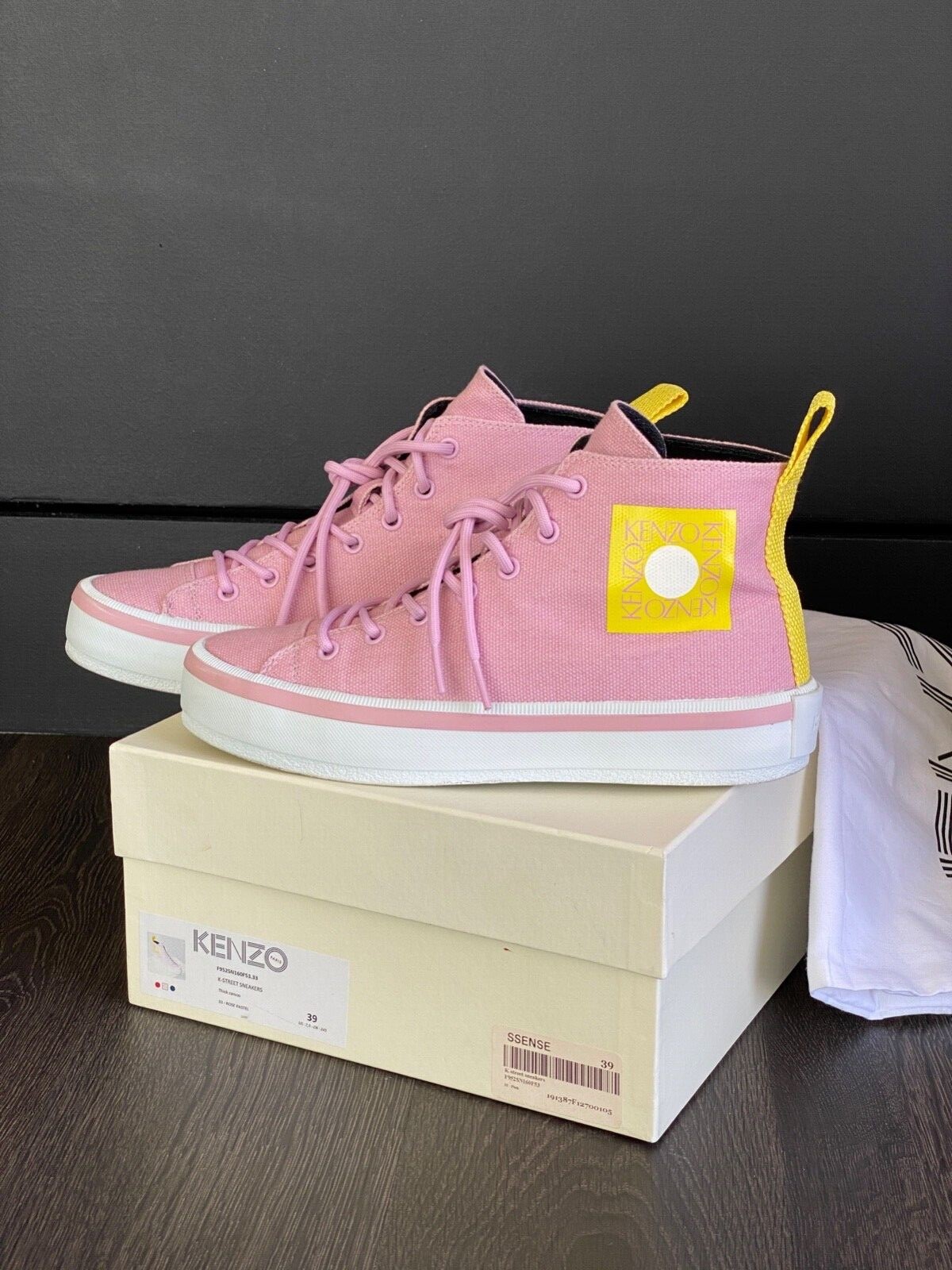 Kenzo Pink Logo K-Street High-Top Sneakers Size 39 - Gem