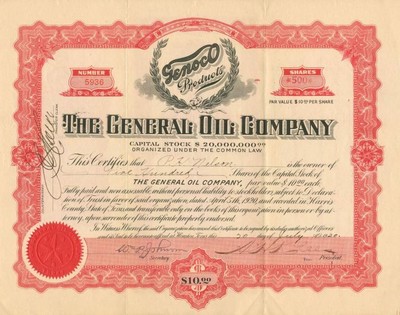 General Oil Co. - Stock Certificate - Oil Stocks and Bonds | eBay