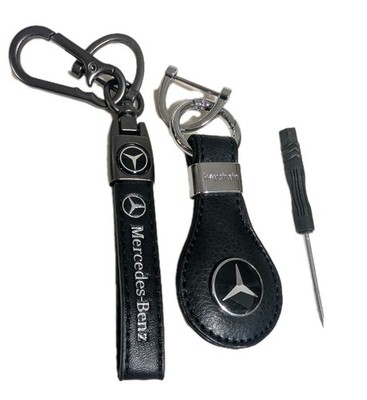 Leather Mercedes Benz Luxury Car Keychains Metal Carabineer Key Fob Key ...