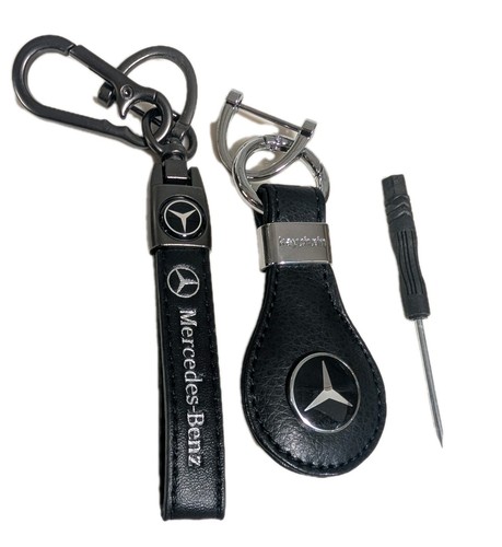 Leather Mercedes Benz Luxury Car Keychains Metal Carabineer Key Fob Key ...