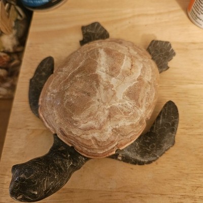 Hand Carved Marble Stone Sea Turtle Tortoise trinket box Seashore Ocean ...