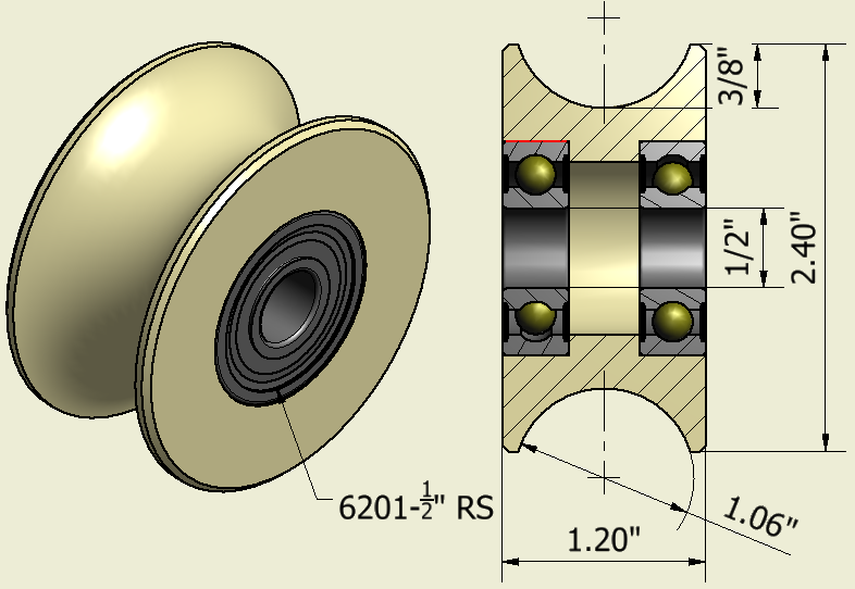 2.4 Inch Nylon Pulley Wheel Various Groove Sizes to Choose 1/2 inch ...