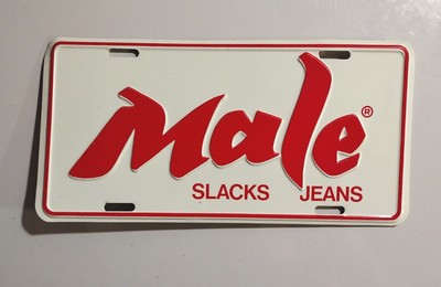 MALE Slacks And Jeans White And Red License Plate Man Cave Garage Decor ...
