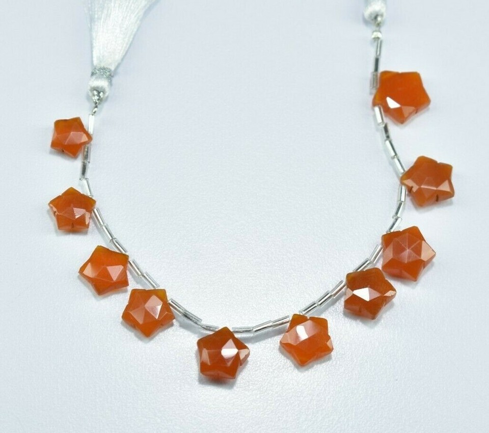 AAA Natural Carnelian Carved Star Faceted Gemstone Beads 6 Inch Strand ...