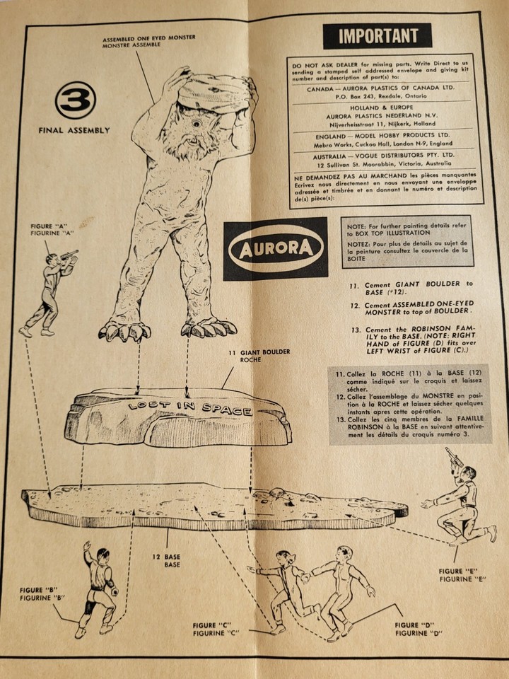 1960'S AURORA LOST IN SPACE MODEL KIT INSTRUCTION MANUAL ORIGINAL ...