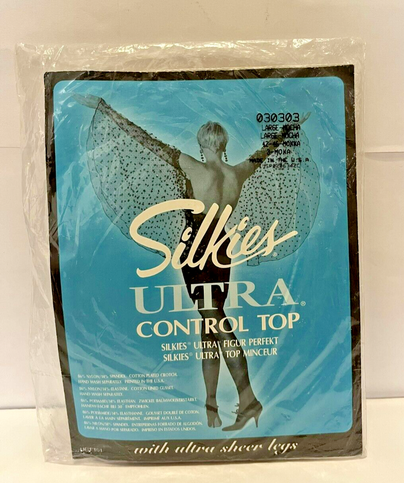 NIP Vintage Silkies Ultra Control Top Pantyhose Size Large Mocha Please ...