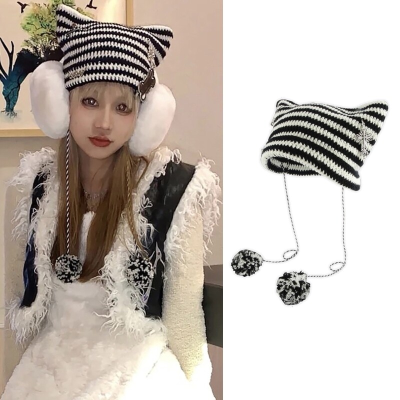 Little Devil Hat Ear Beanie Devil Horn Hat Earflap Beanie Crochet Knit Hat | eBay.de