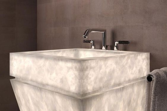 White Crystal Quartz Semiprecious Gemstone Sink / Stone Sink Bathroom ...