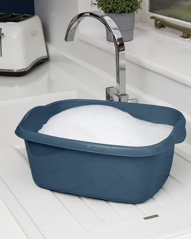 2 x 39cm Large Rectangular PLASTIC Washing Bowl 5L Capacity Sink Basin ...