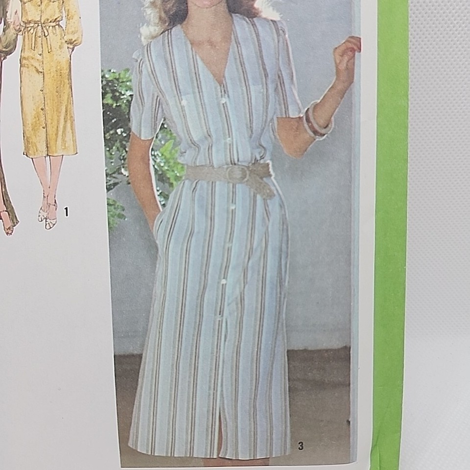 Simplicity 9038 Misses' No Collar 70s Shirt Dress Sewing Pattern Size ...
