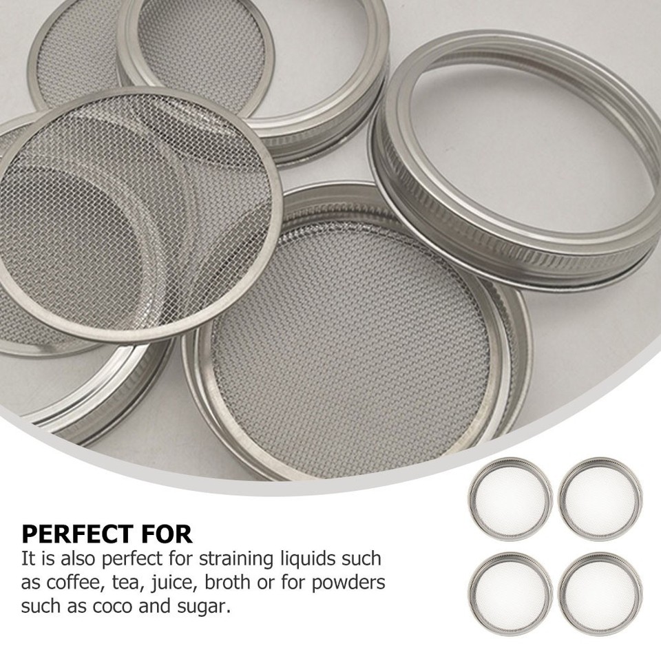 4pcs Sprouting Jar Lids Strainer Screen for Canning Jar Stainless Steel ...