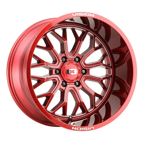 22x12 Vision 402 Riot Red Tint Milled Spoke Wheels 8x170 (-51mm) Set of ...